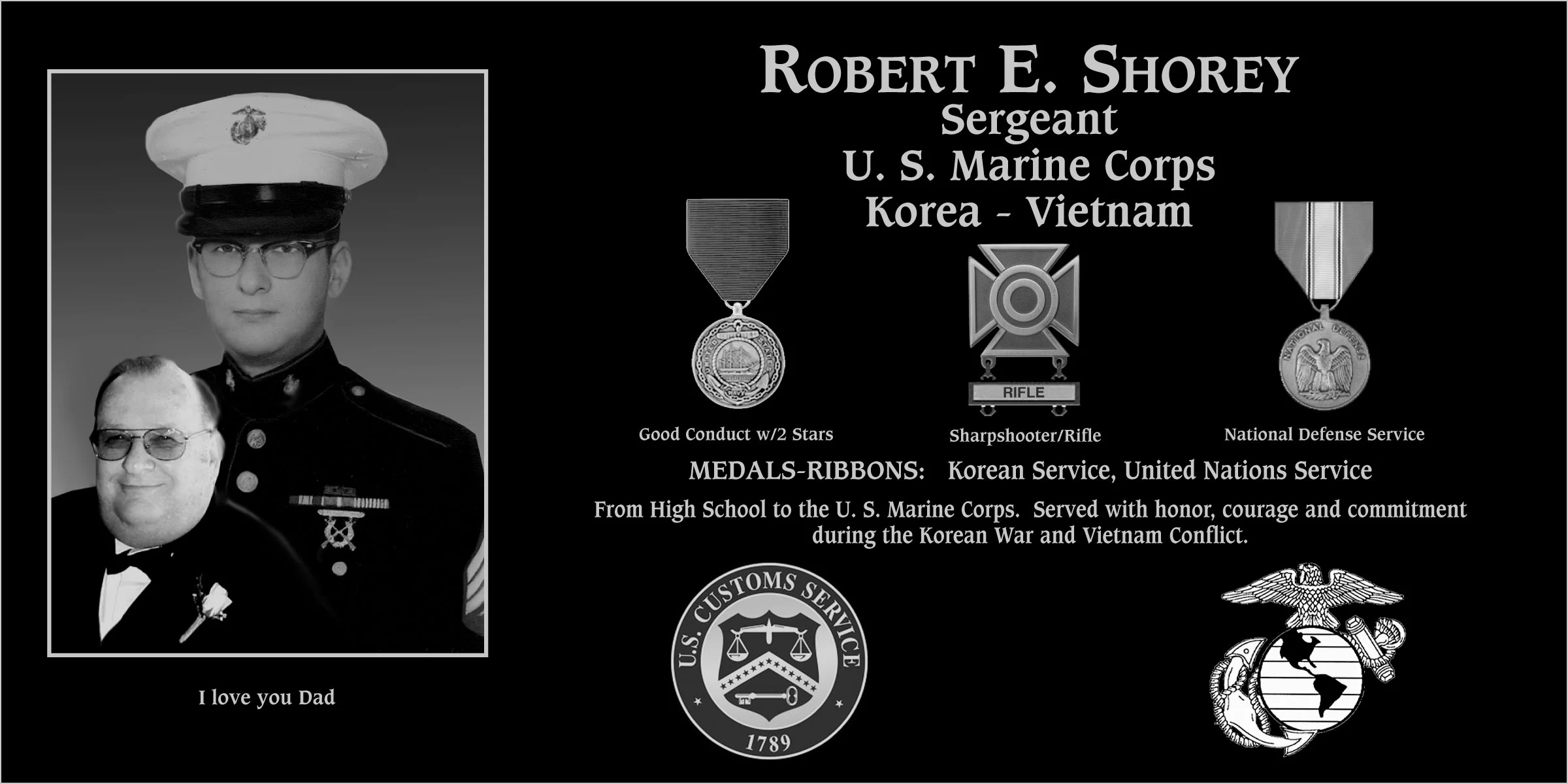 Sergeant Robert E Shorey | Mt. Soledad Virtual Plaque
