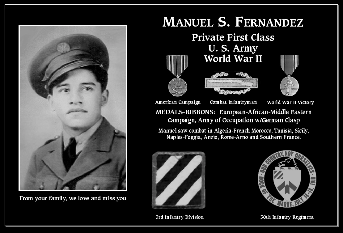 Private First Class Manuel S Fernandez | Mt. Soledad Virtual Plaque