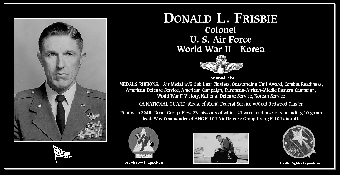 Colonel Donald L. Frisbie | Mt. Soledad Virtual Plaque