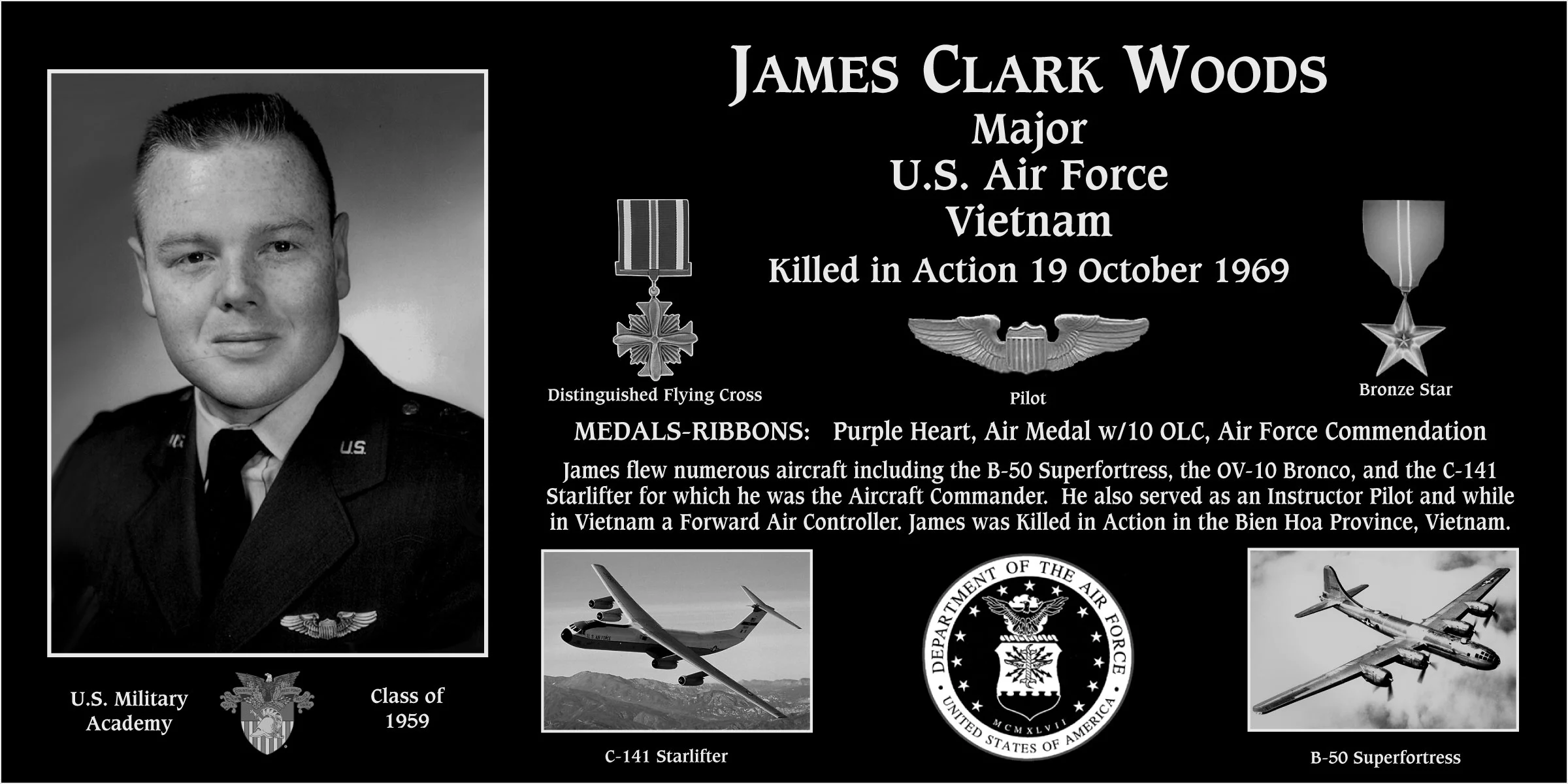 Major James Clark Woods | Mt. Soledad Virtual Plaque