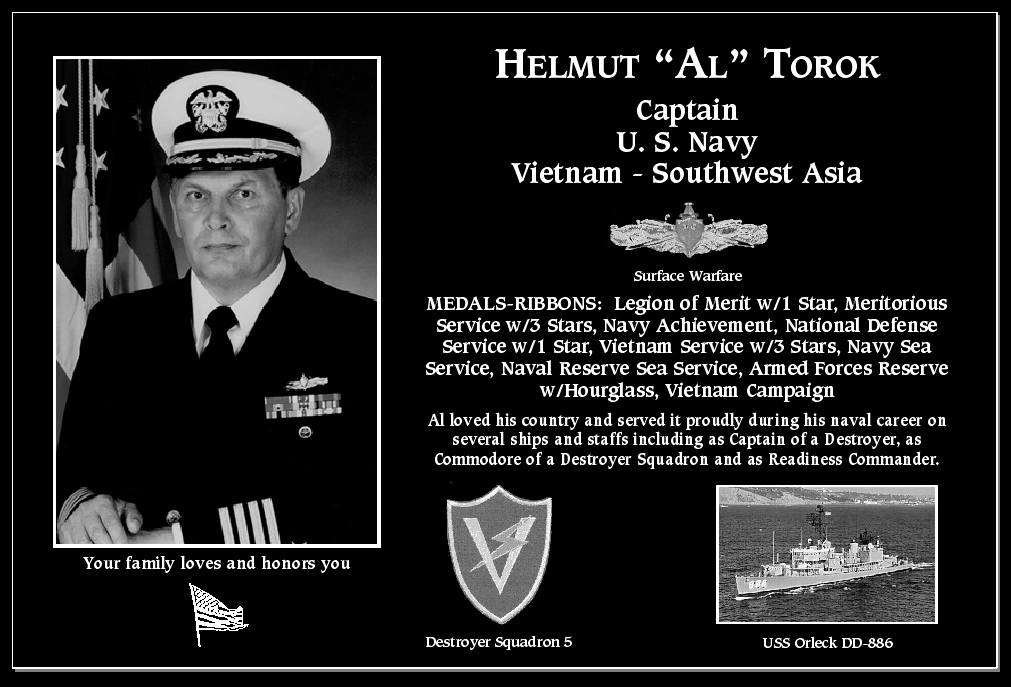 Captain Helmut Torok | Mt. Soledad Virtual Plaque