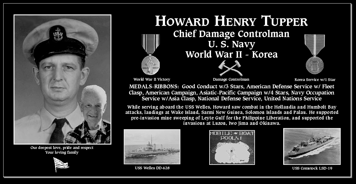 Chief Petty Officer Howard Henry Tupper | Mt. Soledad Virtual Plaque