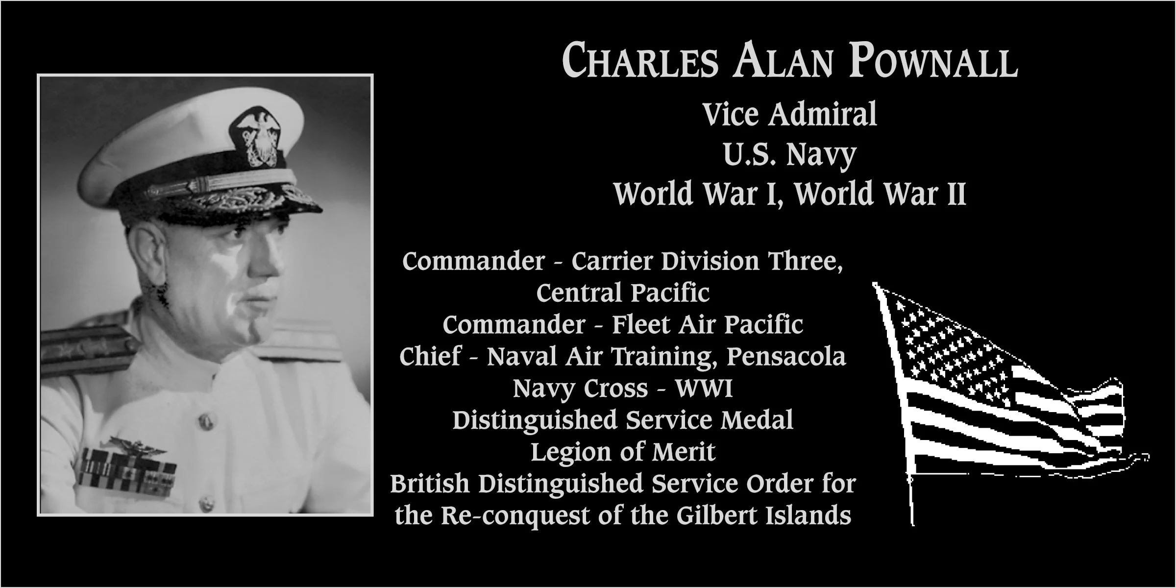 Vice Admiral Chales Alan Pownall | Mt. Soledad Virtual Plaque