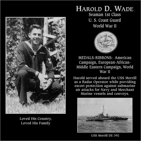 Seaman/Airman/Fireman Harold D Wade | Mt. Soledad Virtual Plaque