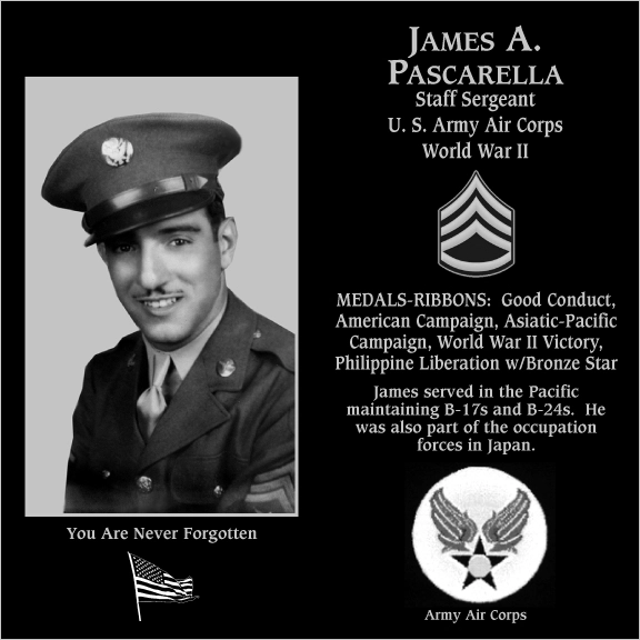 Staff Sergeant James A Pascarella | Mt. Soledad Virtual Plaque