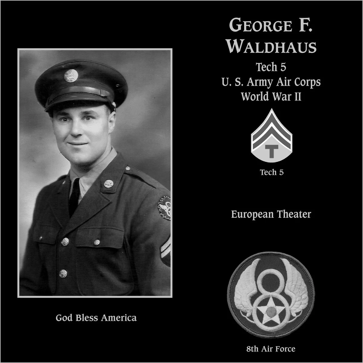Technician, 5th Class George F Waldhaus | Mt. Soledad Virtual Plaque