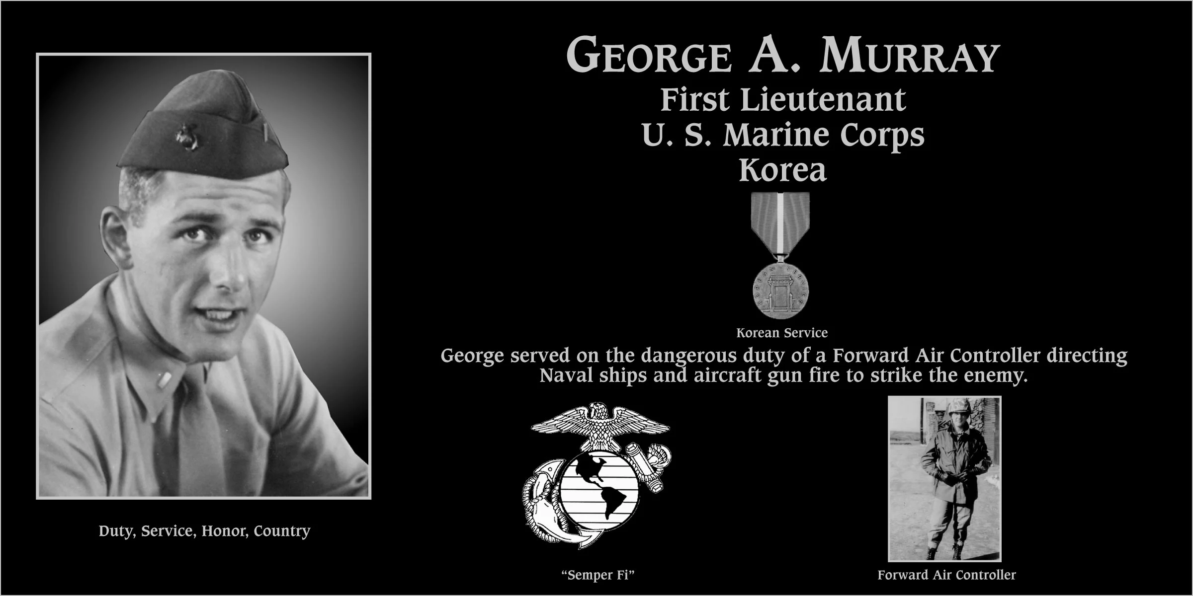 First Lieutenant George A. Murray | Mt. Soledad Virtual Plaque