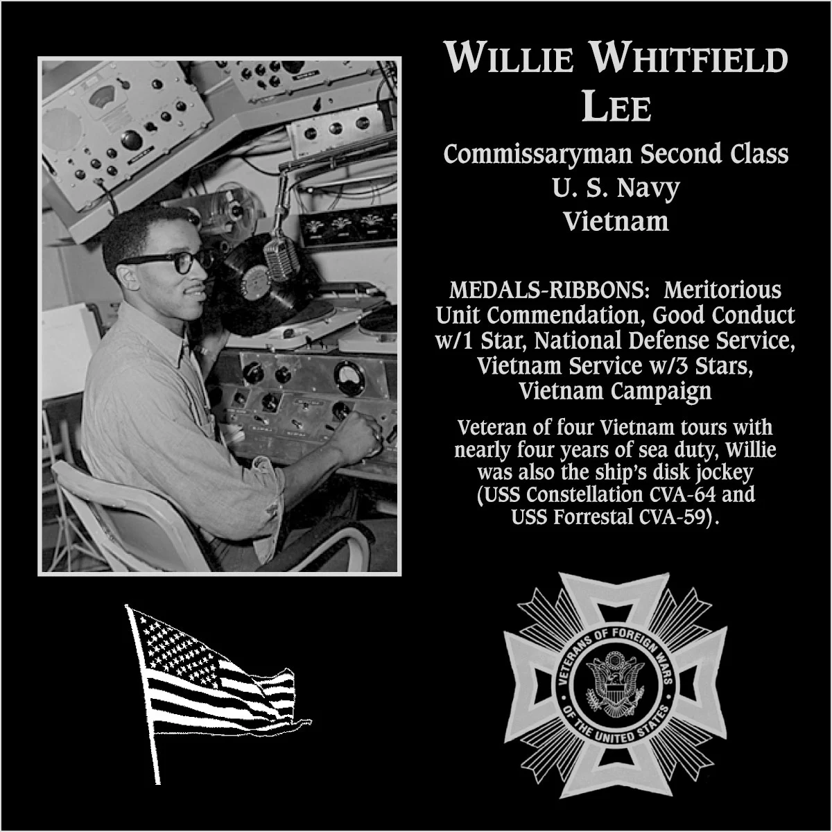 Petty Officer Second Class Willie Whitfield Lee | Mt. Soledad Virtual ...