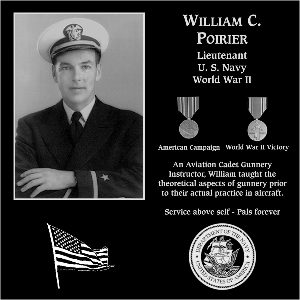 Lieutenant William C Poirier | Mt. Soledad Virtual Plaque