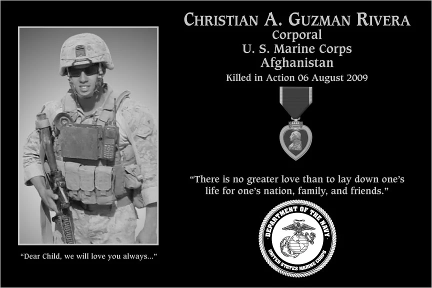 Corporal Christian A Guzman Rivera | Mt. Soledad Virtual Plaque