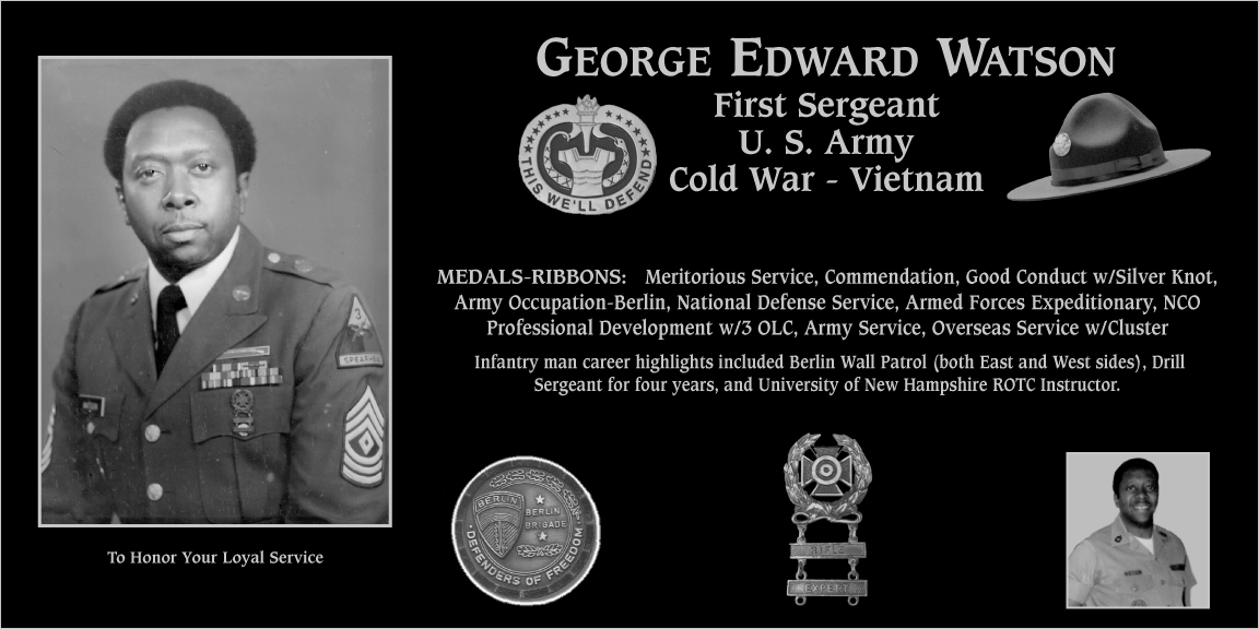 First Sergeant George Edward Watson | Mt. Soledad Virtual Plaque