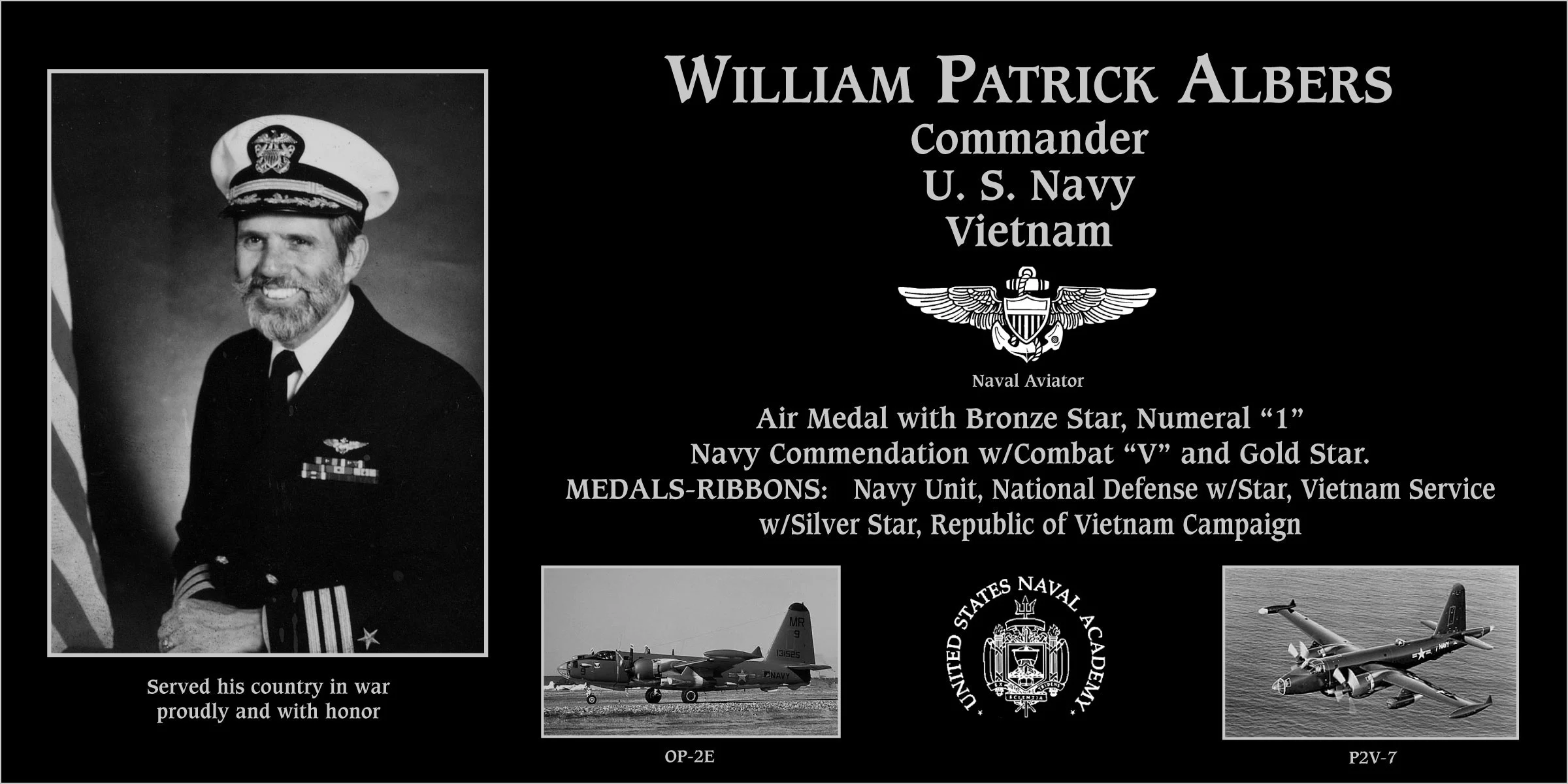 Commander William Patrick Albers | Mt. Soledad Virtual Plaque