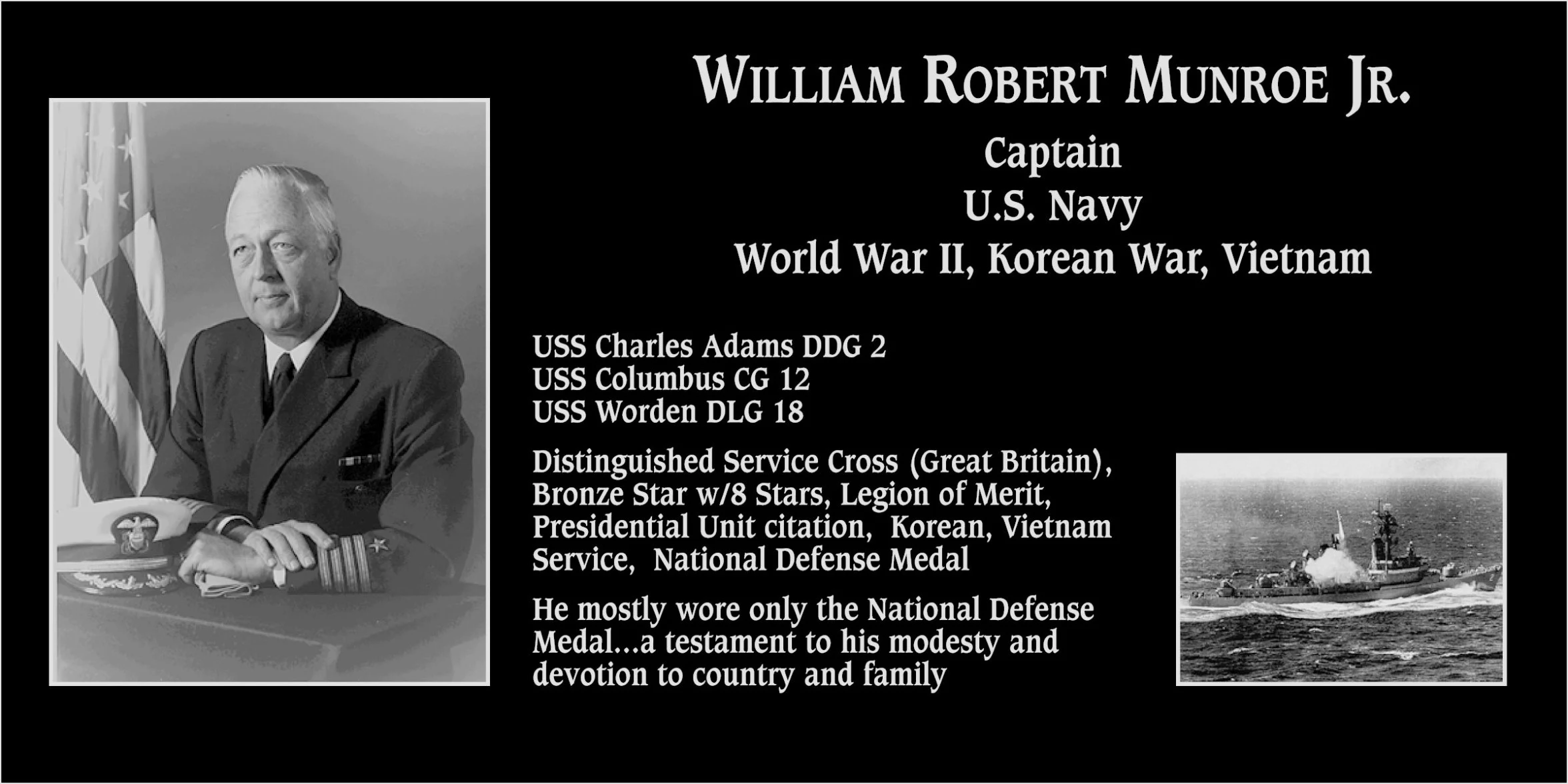 Captain William Robert Munroe Jr. | Mt. Soledad Virtual Plaque
