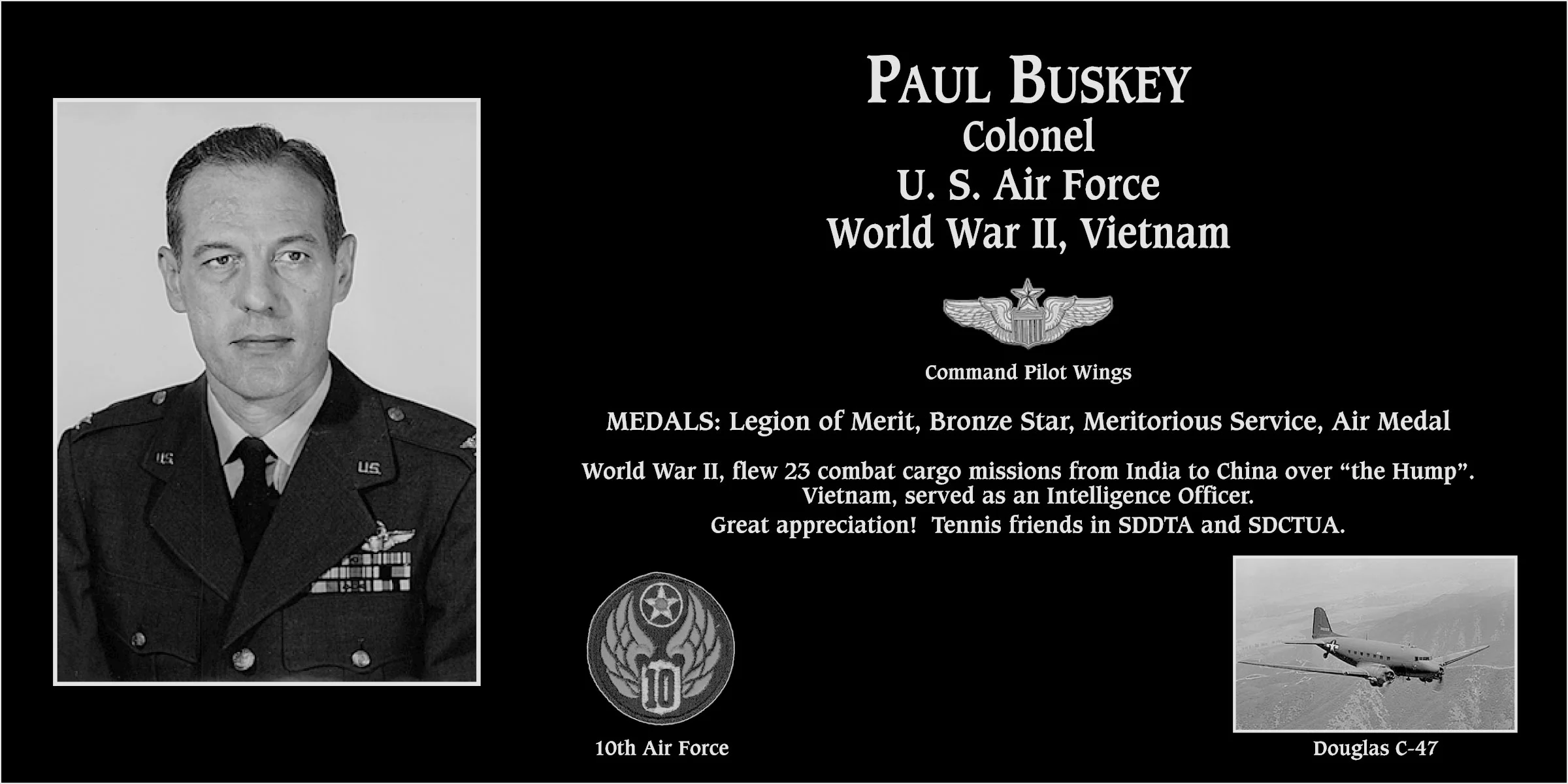 Colonel Paul Buskey | Mt. Soledad Virtual Plaque