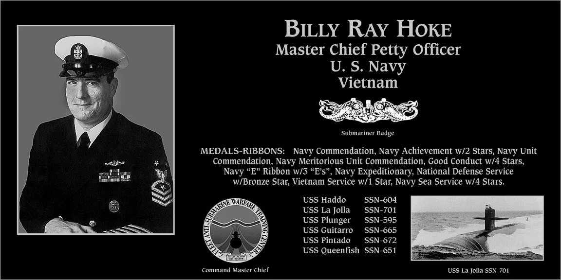 Master Chief Petty Officer Billy Ray Hoke | Mt. Soledad Virtual Plaque