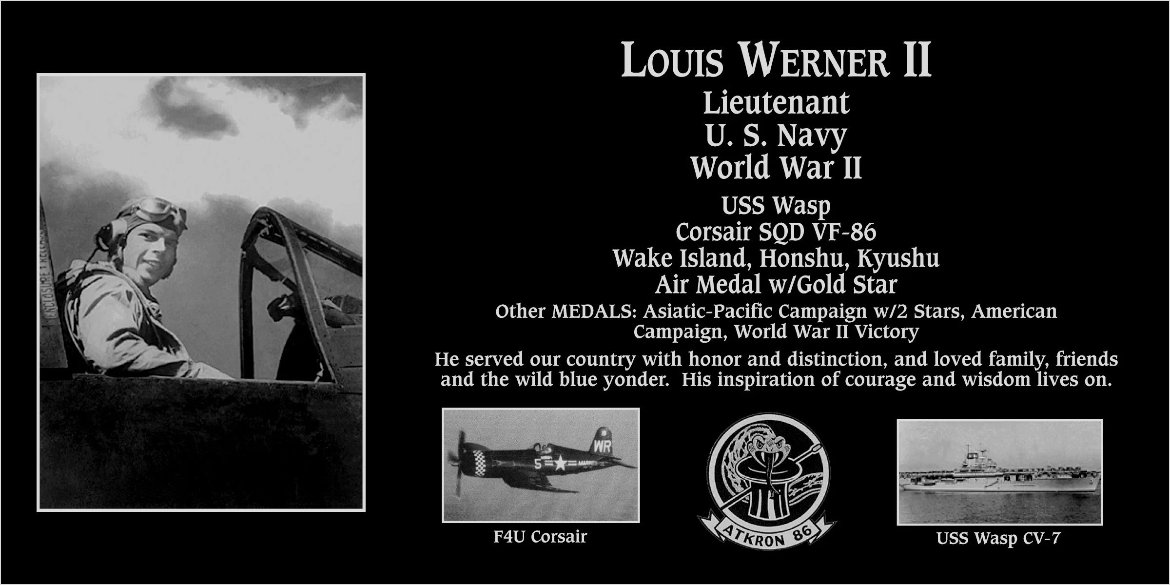 Lieutenant Louis Werner II | Mt. Soledad Virtual Plaque