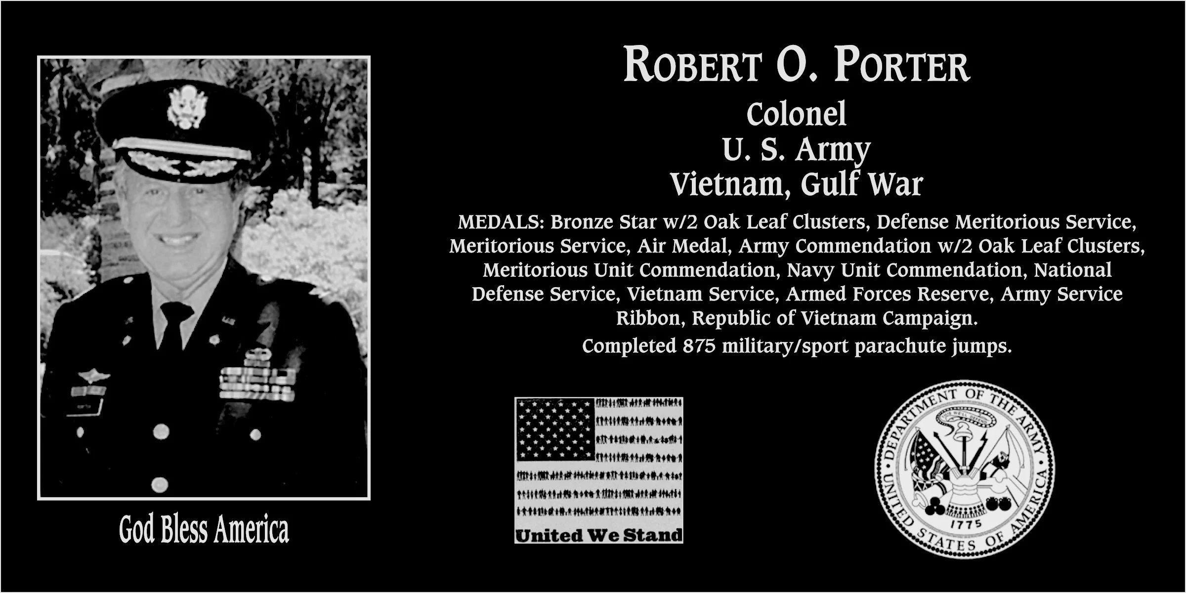 Colonel Robert O Porter | Mt. Soledad Virtual Plaque
