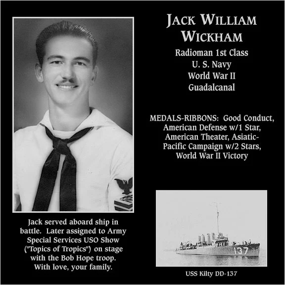 Petty Officer First Class Jack William Wickham | Mt. Soledad Virtual Plaque