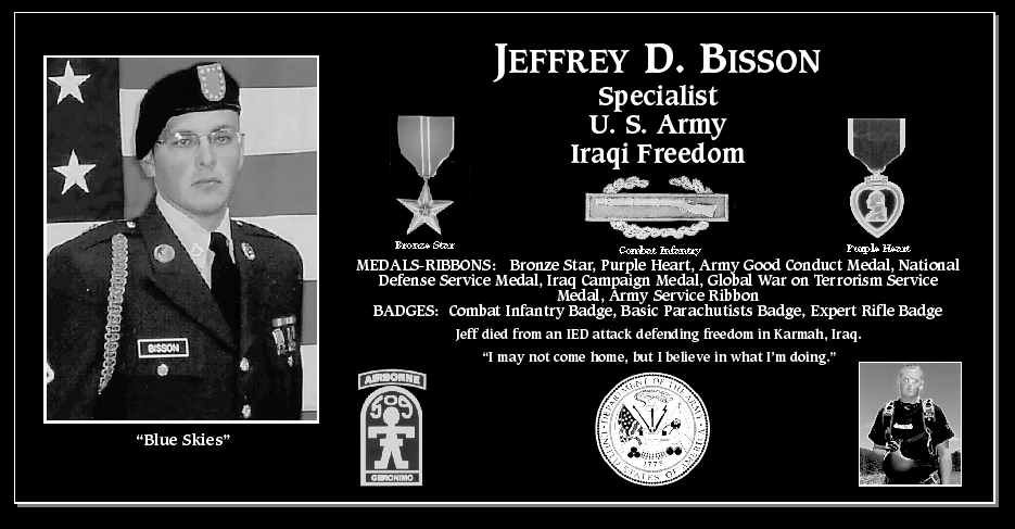 Specialist Jeffrey D Bisson | Mt. Soledad Virtual Plaque