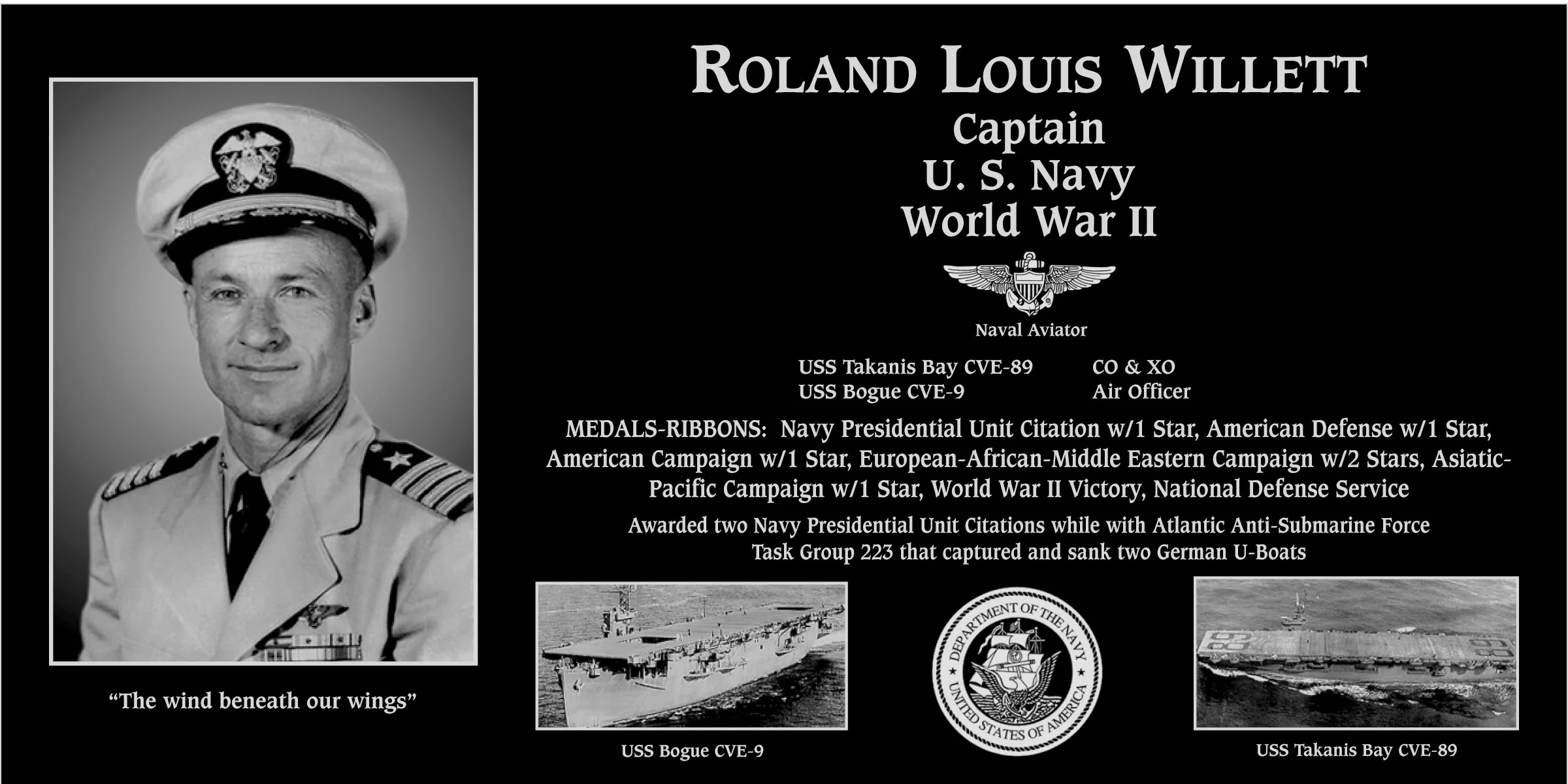 Captain Roland Louis Willett | Mt. Soledad Virtual Plaque