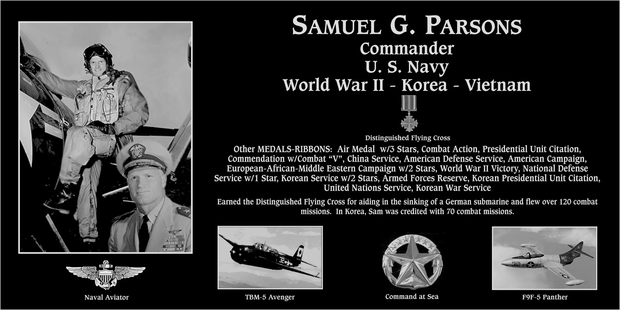 Commander Samuel G Parsons | Mt. Soledad Virtual Plaque