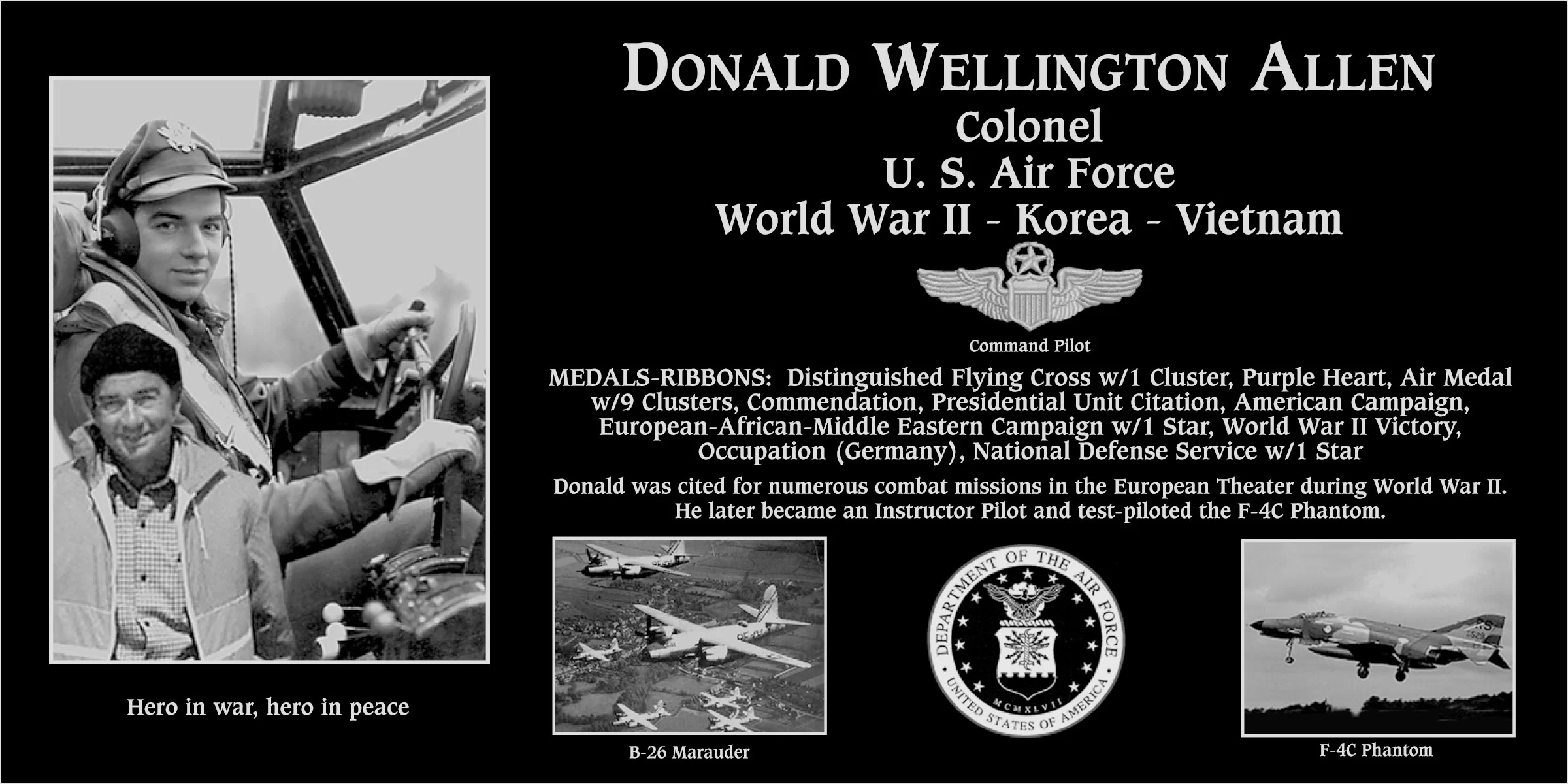 Colonel Donald Wellington Allen | Mt. Soledad Virtual Plaque
