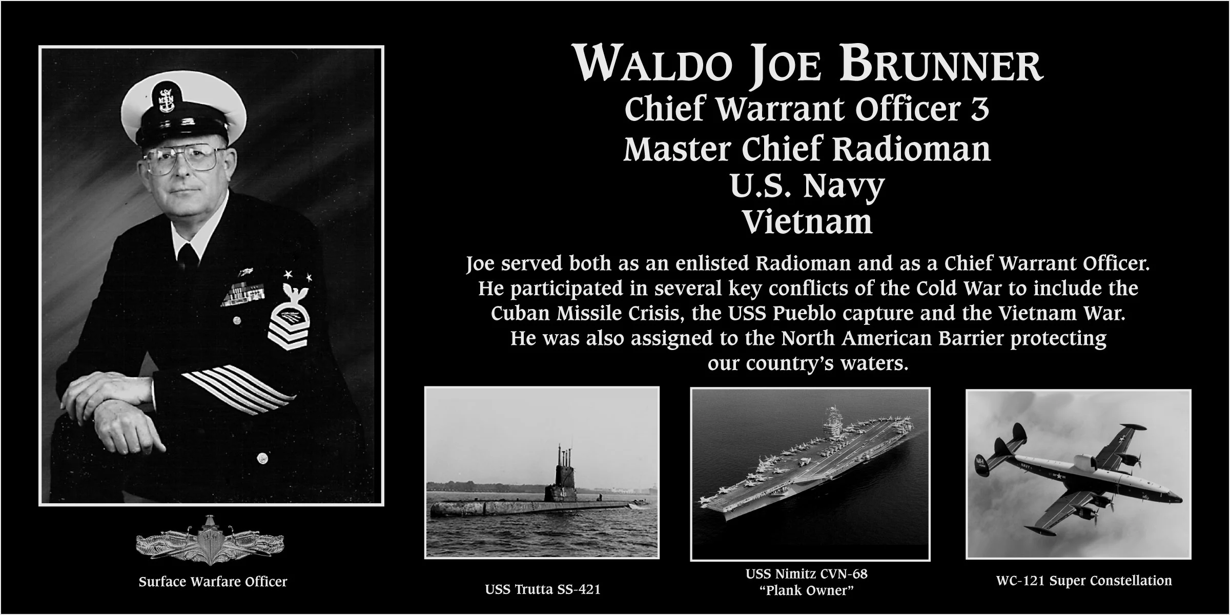 Chief Warrant Officer 3 Waldo Joe Brunner | Mt. Soledad Virtual Plaque