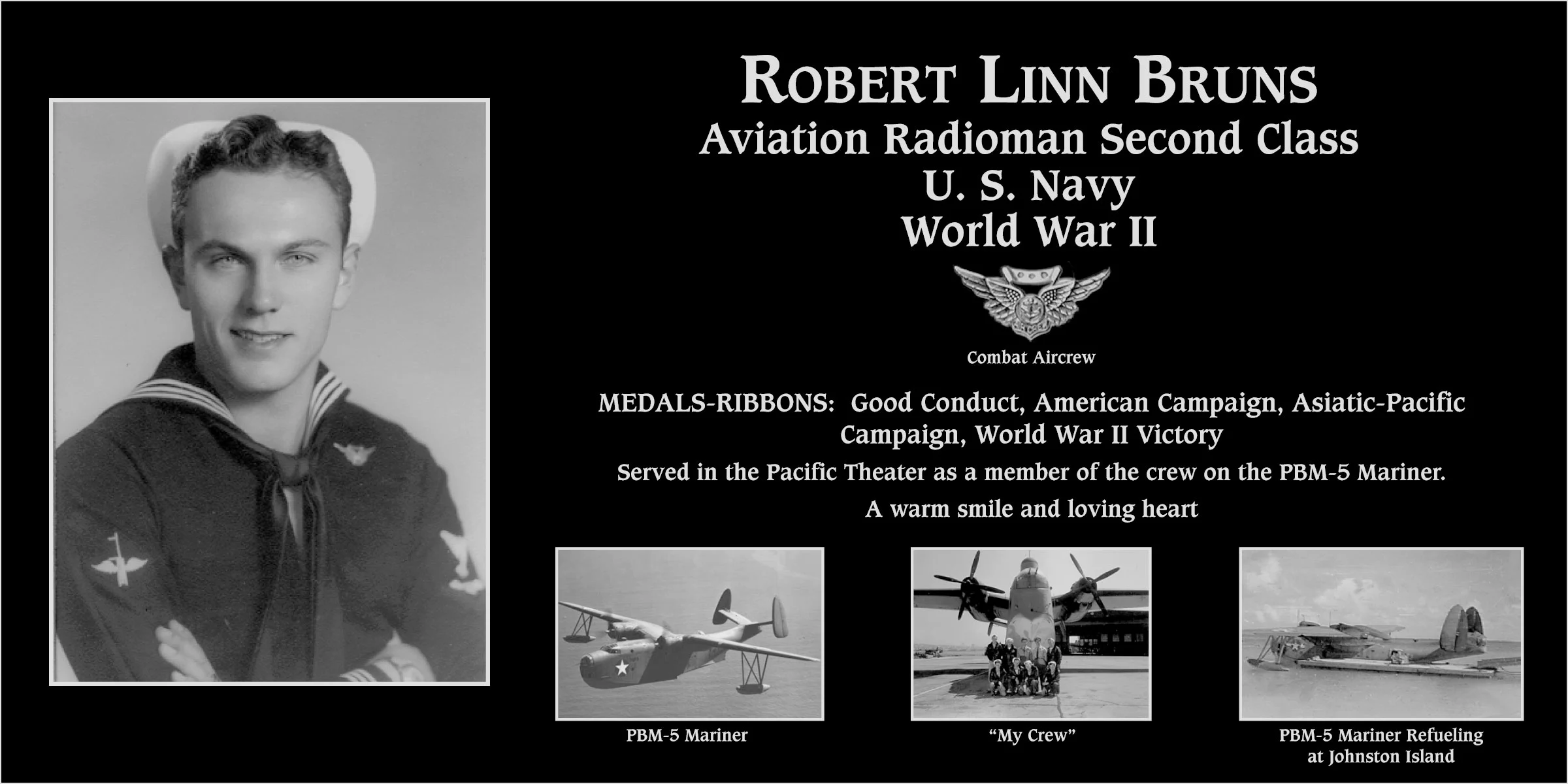 Petty Officer Second Class Robert Linn Bruns | Mt. Soledad Virtual Plaque