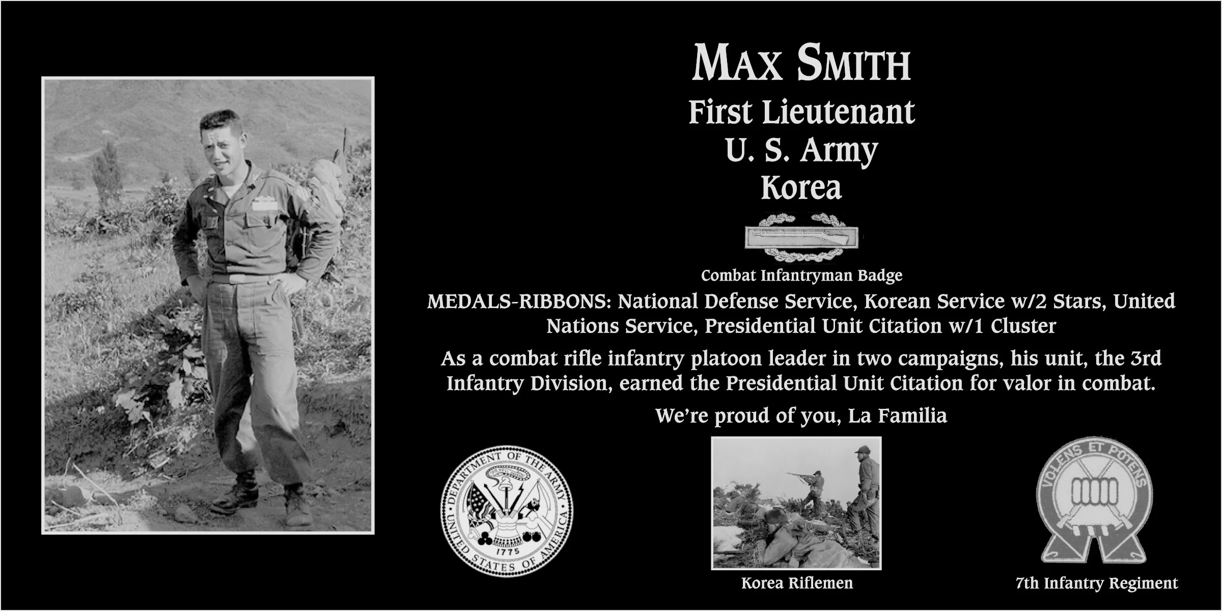 First Lieutenant Max Smith | Mt. Soledad Virtual Plaque