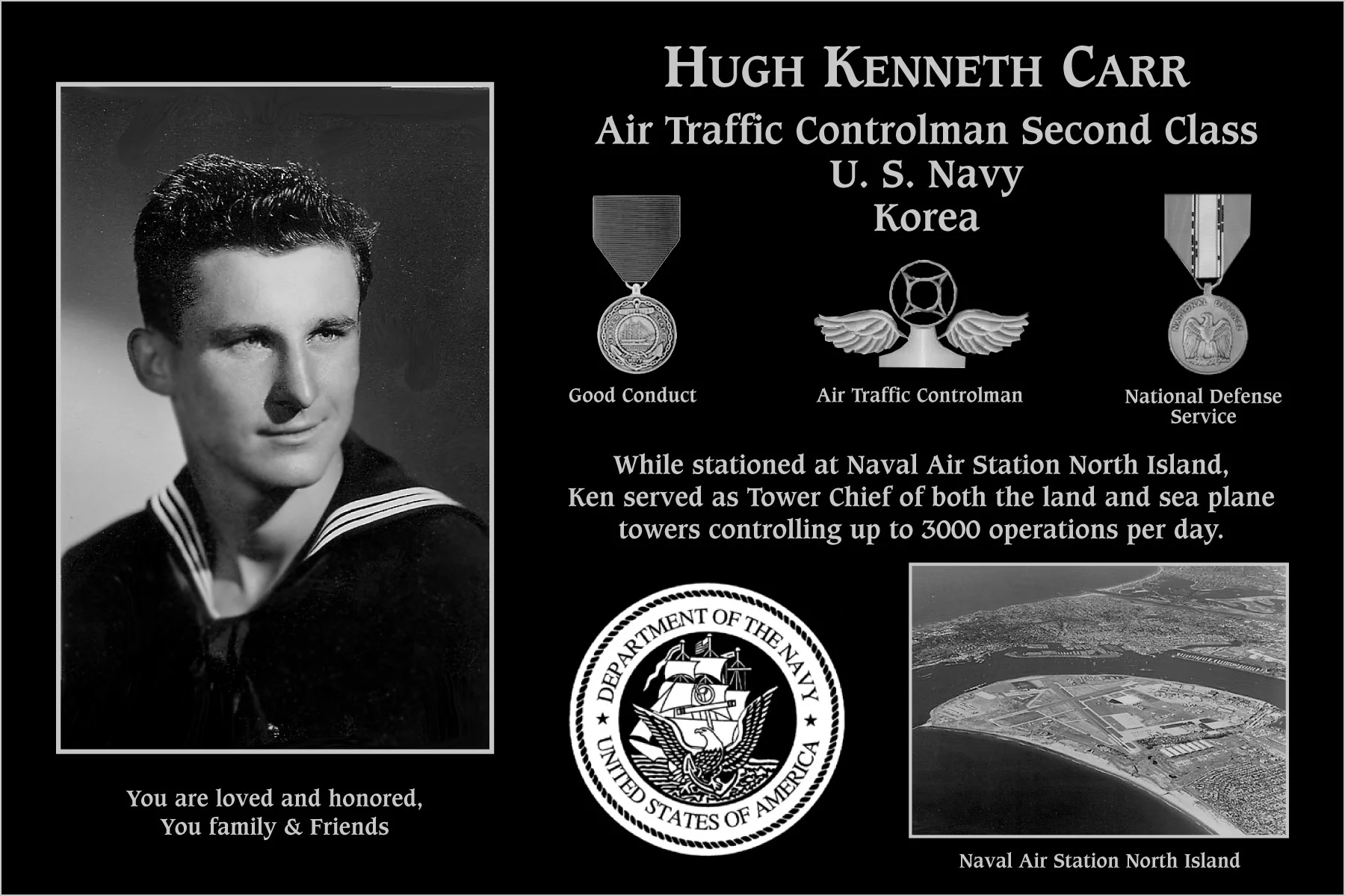 Petty Officer Second Class Hugh Kenneth Carr | Mt. Soledad Virtual Plaque