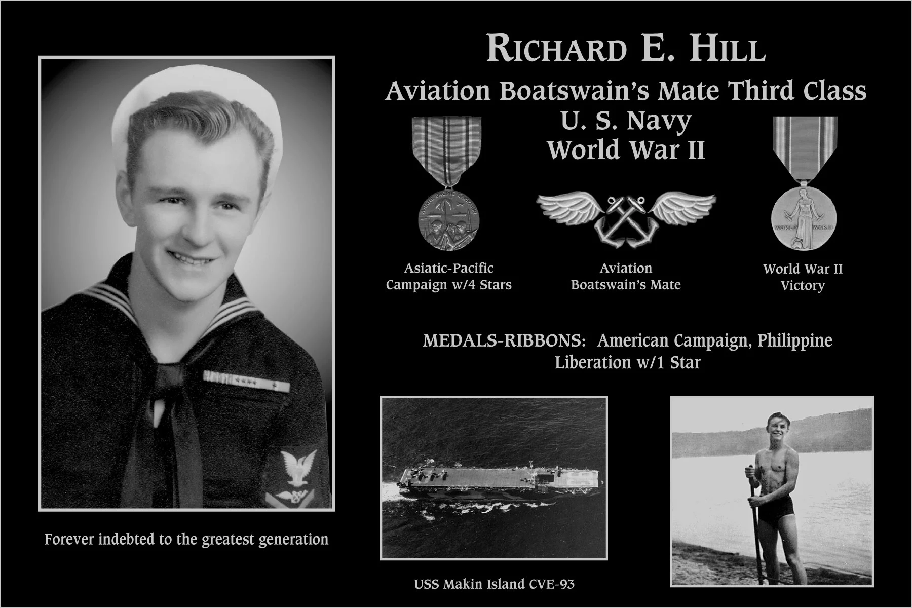 Petty Officer Third Class Richard E Hill | Mt. Soledad Virtual Plaque