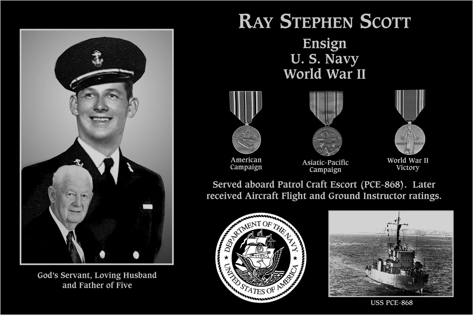Ensign Ray Stephen Scott | Mt. Soledad Virtual Plaque