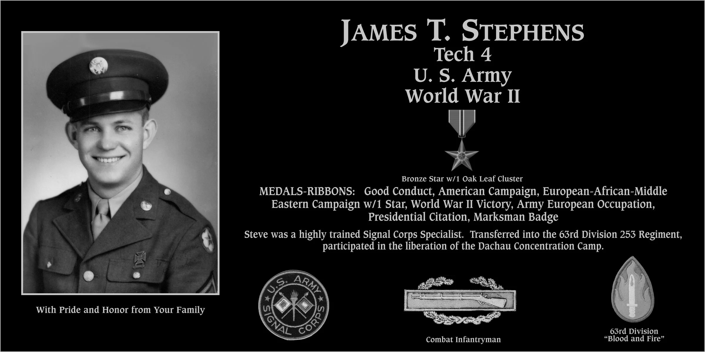 Sergeant James T Stephens | Mt. Soledad Virtual Plaque