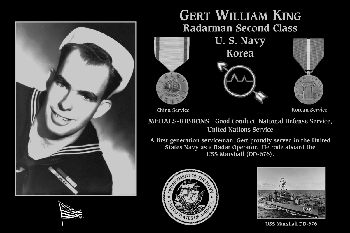 Petty Officer Second Class Gert William King | Mt. Soledad Virtual Plaque