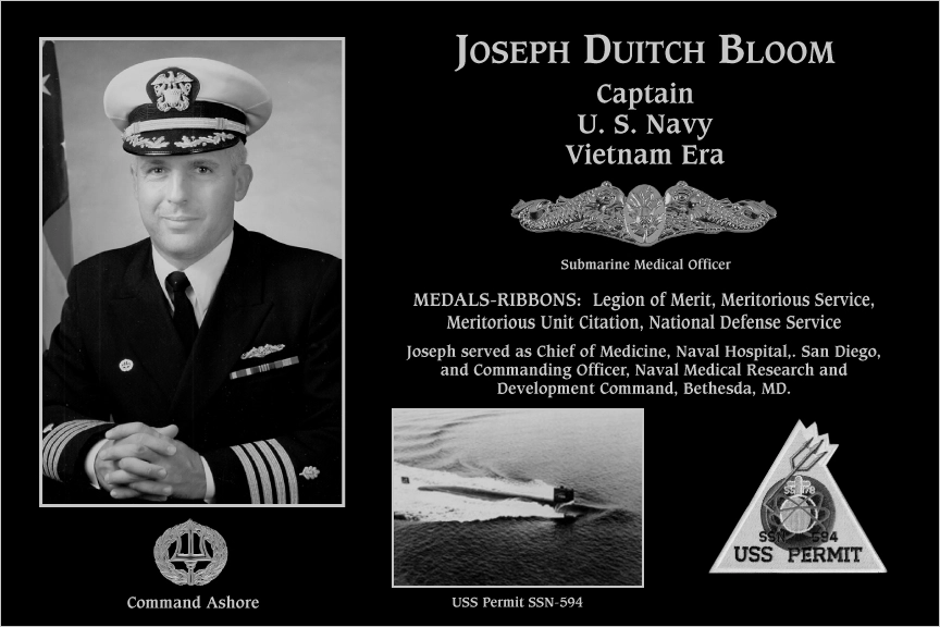 Captain Joseph Duitch Bloom | Mt. Soledad Virtual Plaque