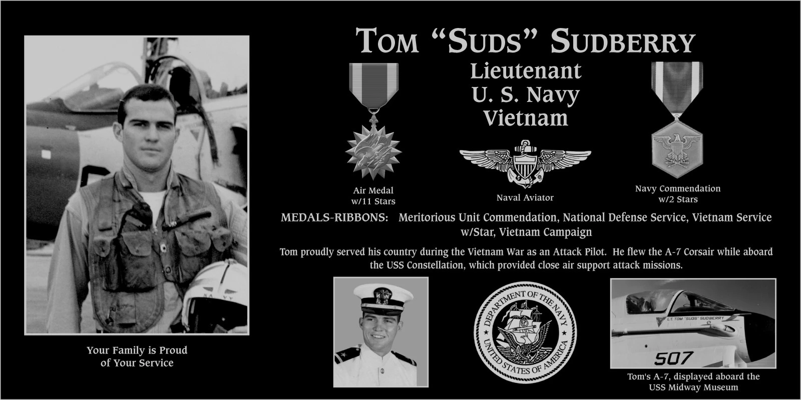 Lieutenant Tom Sudberry | Mt. Soledad Virtual Plaque