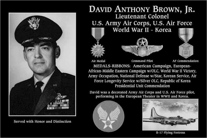 Lieutenant Colonel David Anthony Brown, Jr. | Mt. Soledad Virtual Plaque