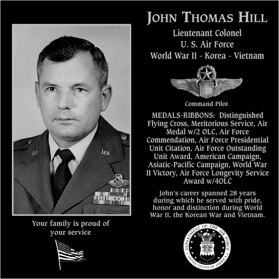 Lieutenant Colonel John Thomas Hill | Mt. Soledad Virtual Plaque