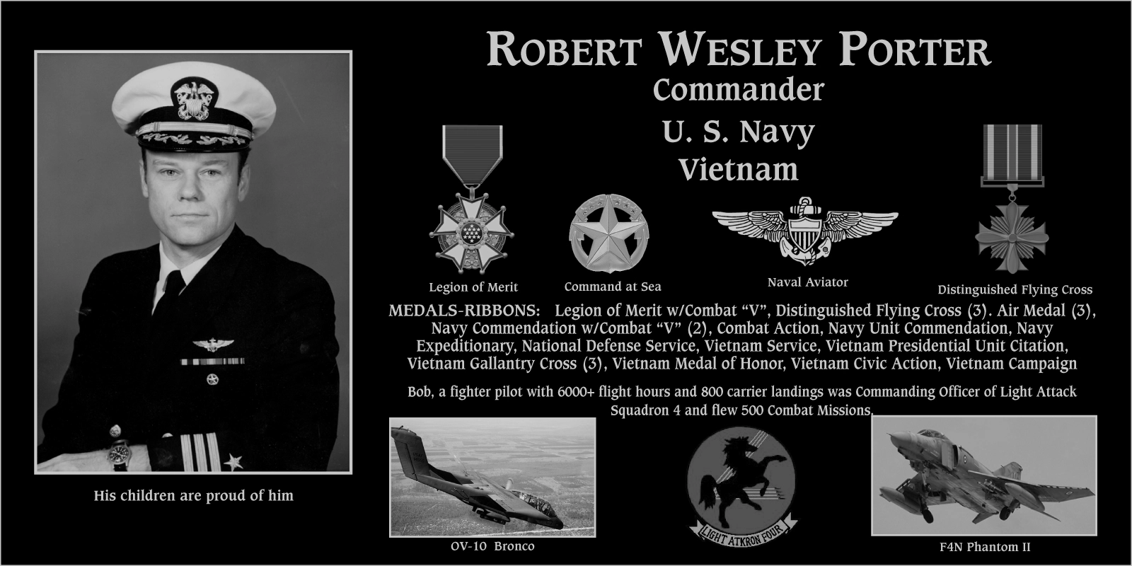Commander Robert Wesley Porter | Mt. Soledad Virtual Plaque