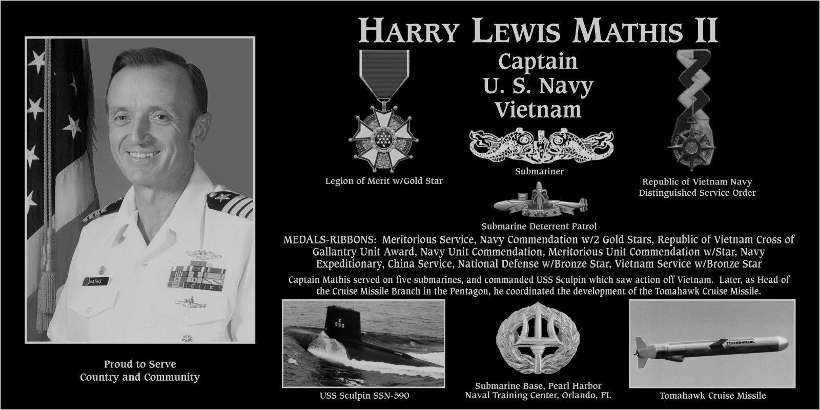 Captain Harry Lewis Mathis II | Mt. Soledad Virtual Plaque