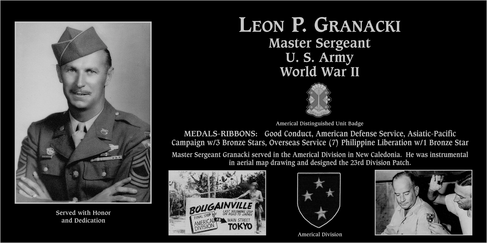 Master Sergeant Leon P. Granacki | Mt. Soledad Virtual Plaque