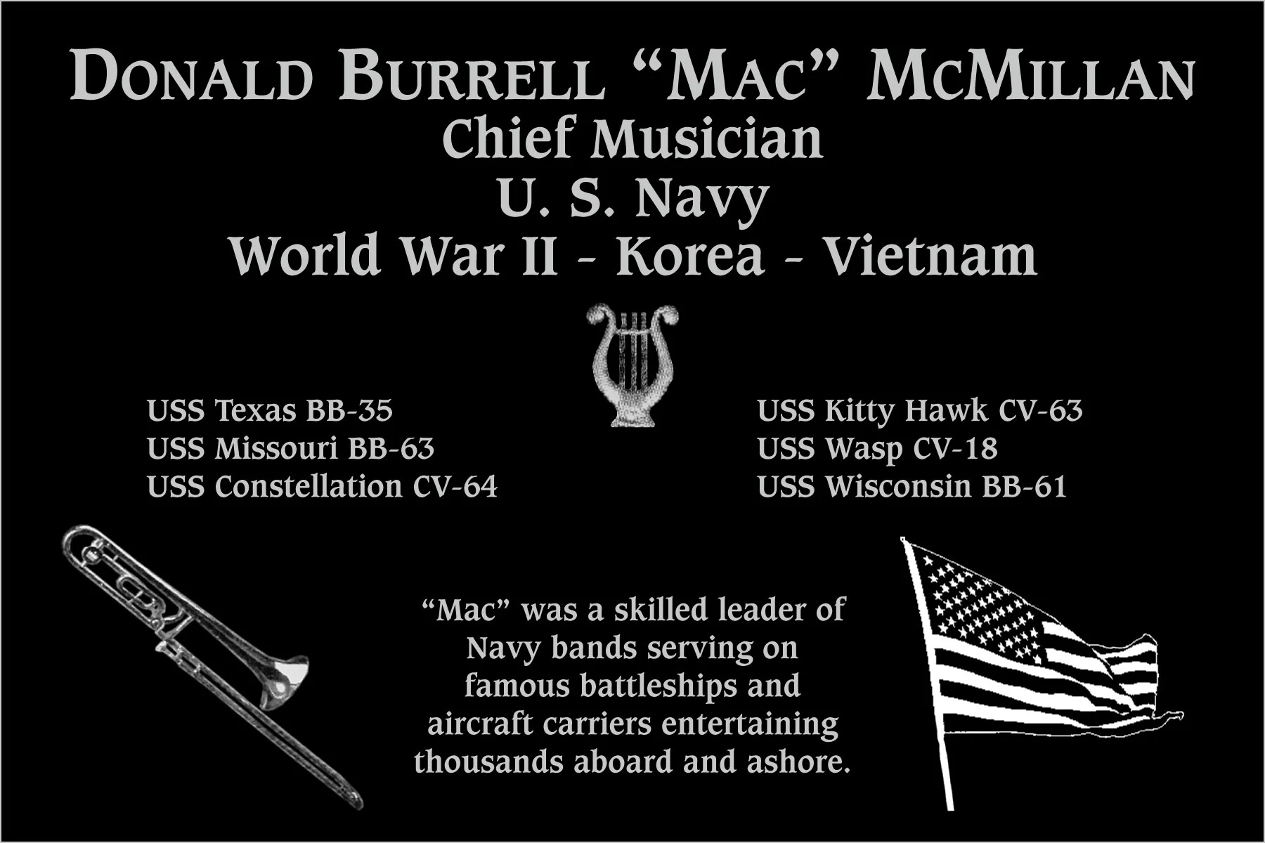 Chief Petty Officer Donald Burrell McMillan | Mt. Soledad Virtual Plaque