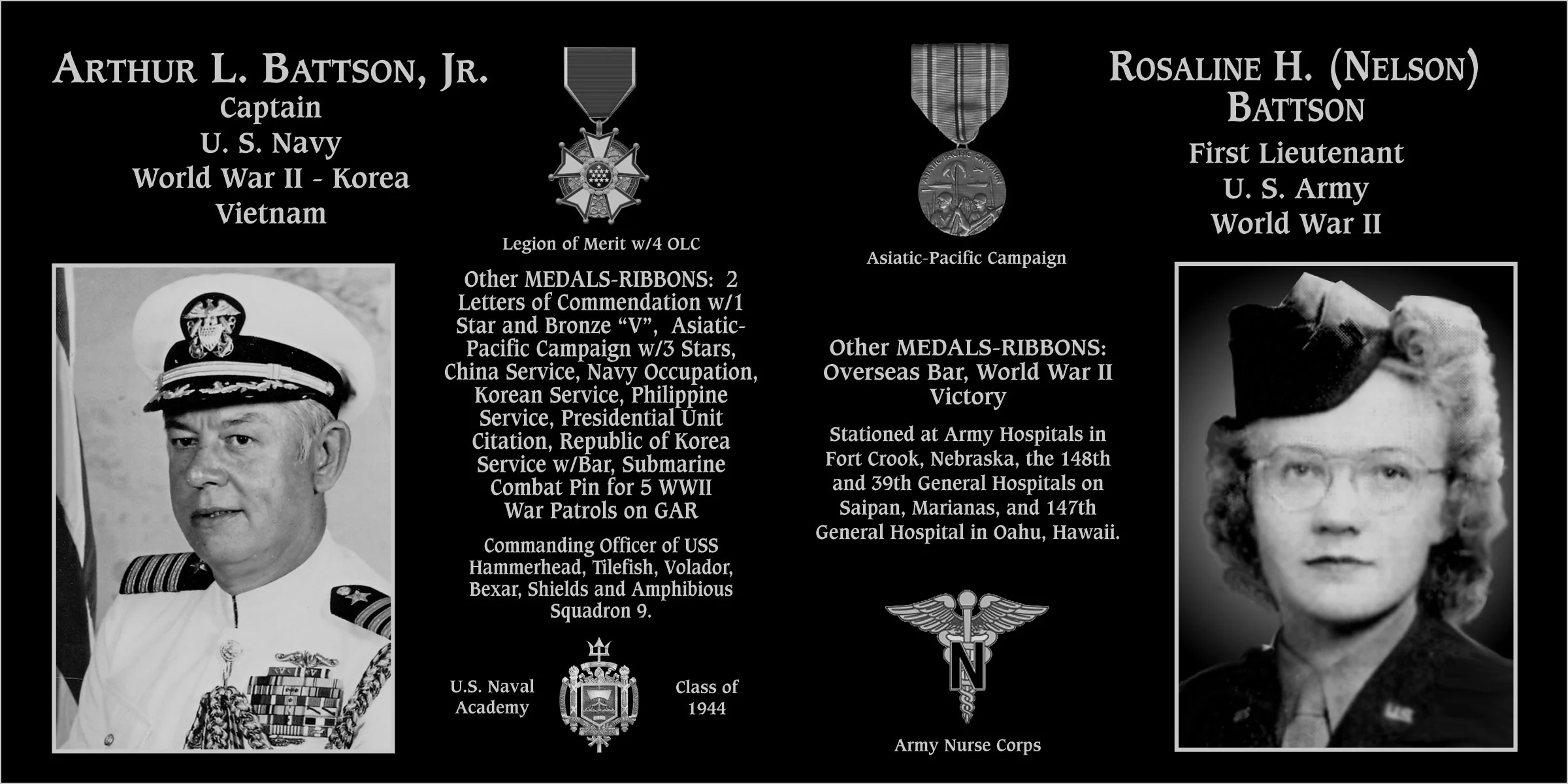 First Lieutenant Rosaline H Battson | Mt. Soledad Virtual Plaque