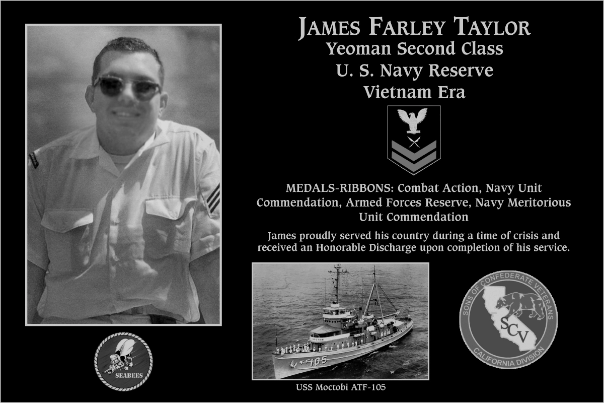 Petty Officer Second Class James Farley Taylor | Mt. Soledad Virtual Plaque