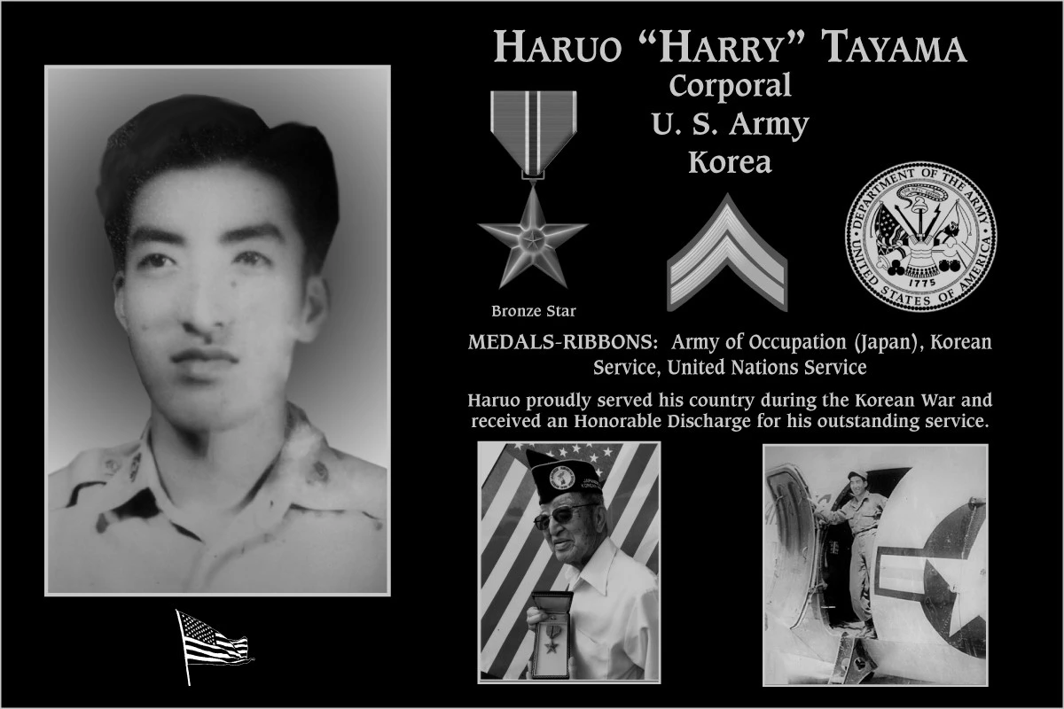 Corporal Haruo Tayama | Mt. Soledad Virtual Plaque