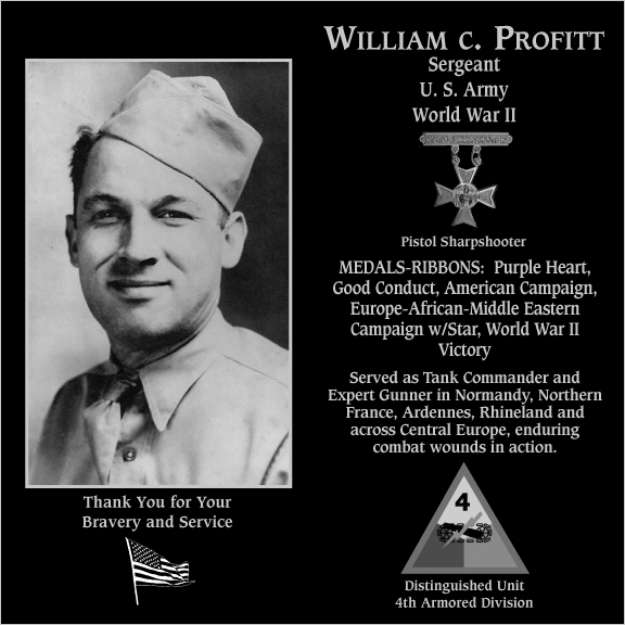 Sergeant William C Profitt | Mt. Soledad Virtual Plaque