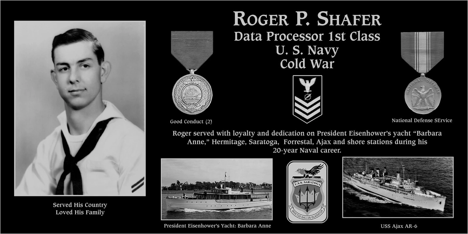 Petty Officer First Class Roger P. Shafer | Mt. Soledad Virtual Plaque