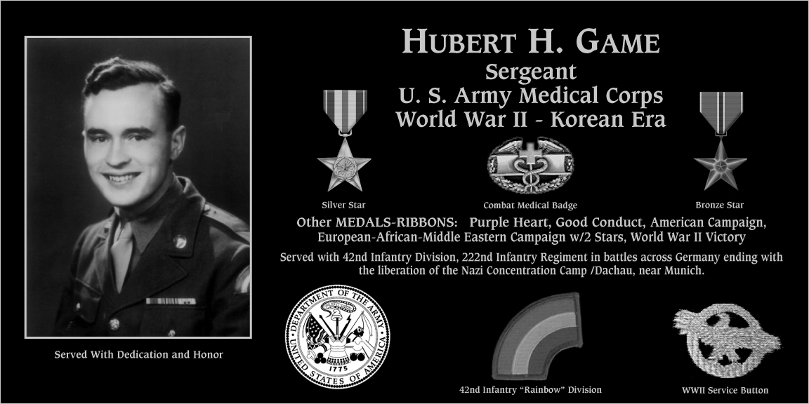 Sergeant Hubert H Game | Mt. Soledad Virtual Plaque
