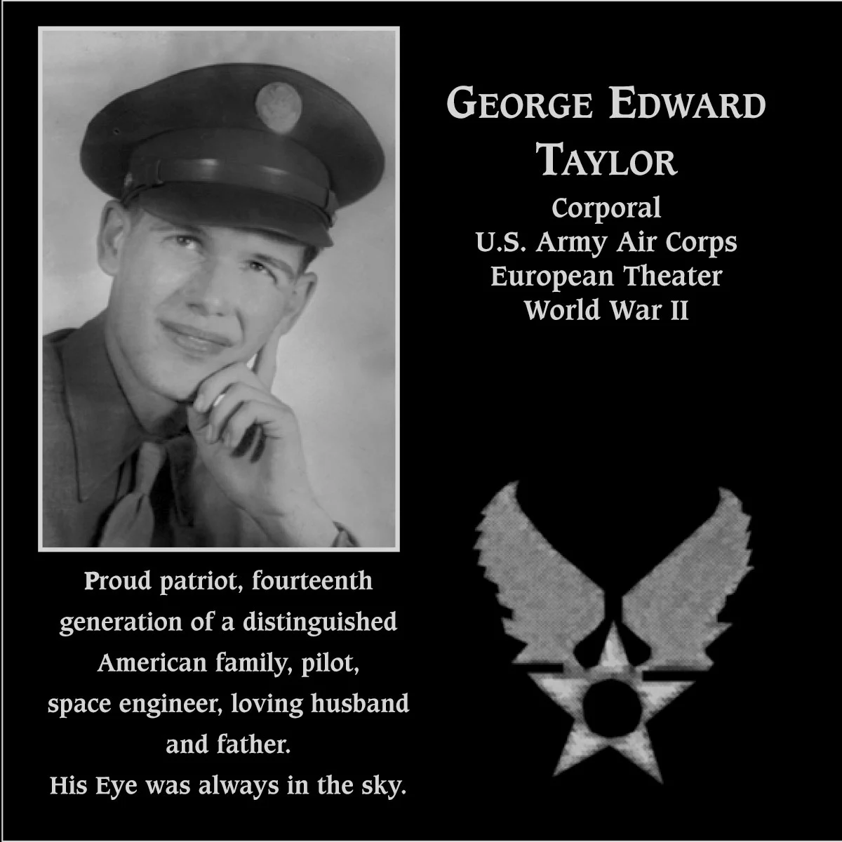 Corporal George Edward Taylor | Mt. Soledad Virtual Plaque