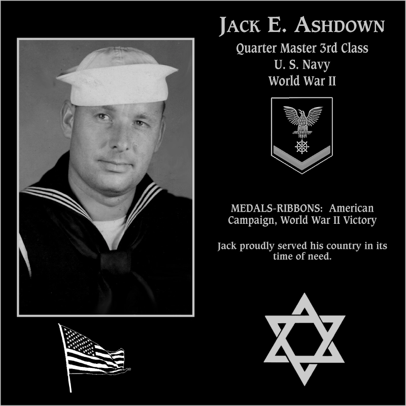 Petty Officer Third Class Jack E. Ashdown | Mt. Soledad Virtual Plaque